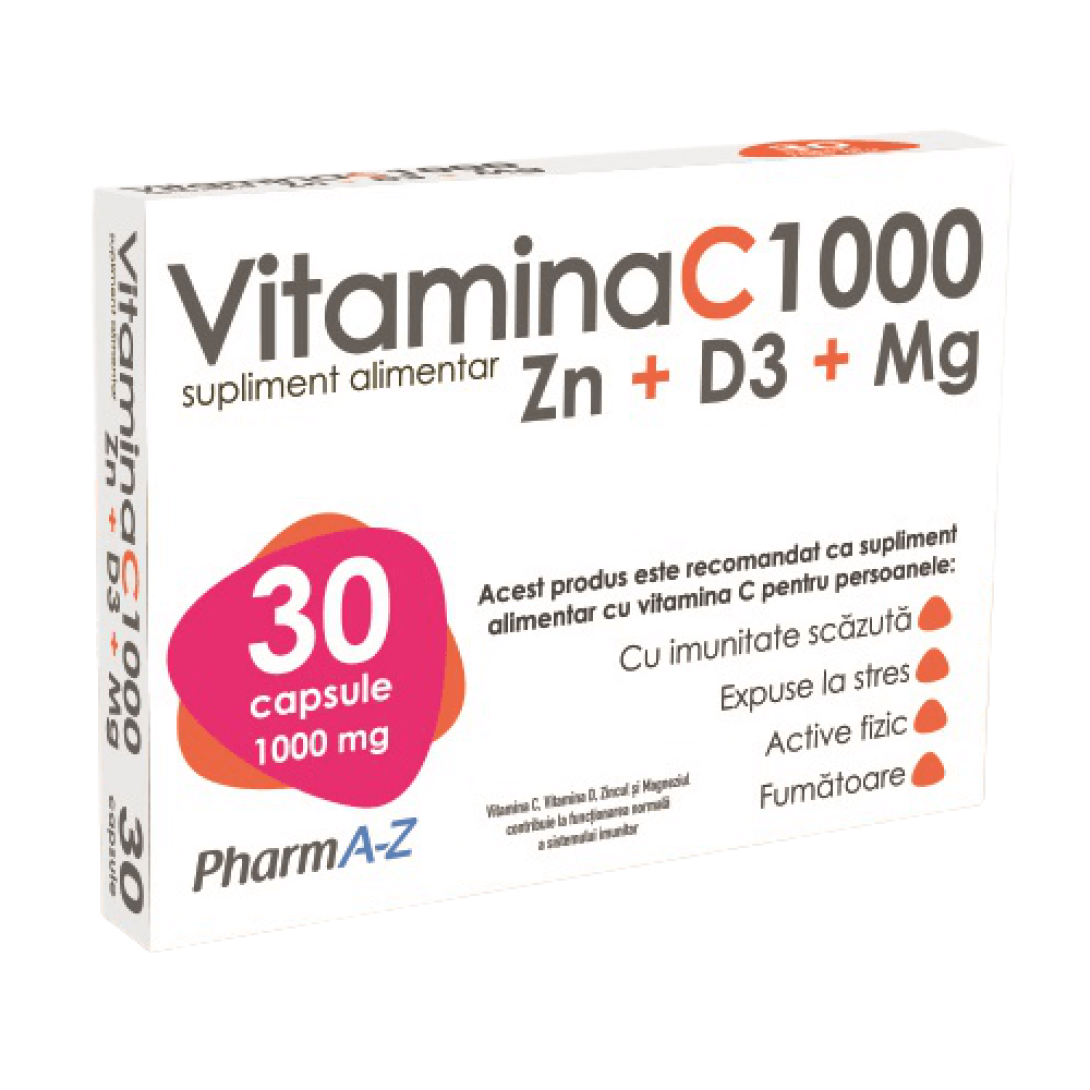 Vitamina C 1000mg + Zn + D3 + MGx 30 cp PharmA-Z - P04650
